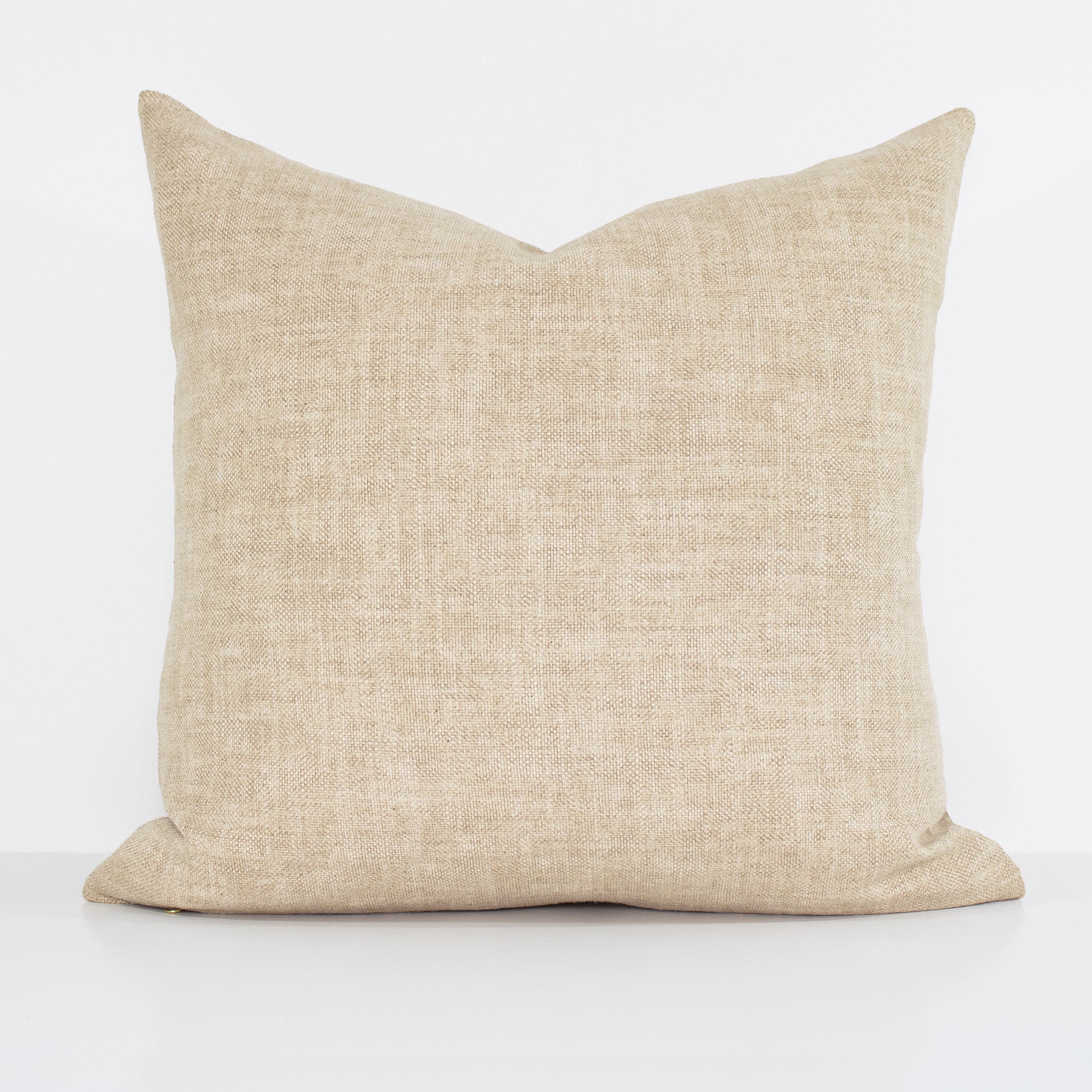 Solid Linen in Dune Pillow Cover | Beige Linen Cotton Blend Throw ...